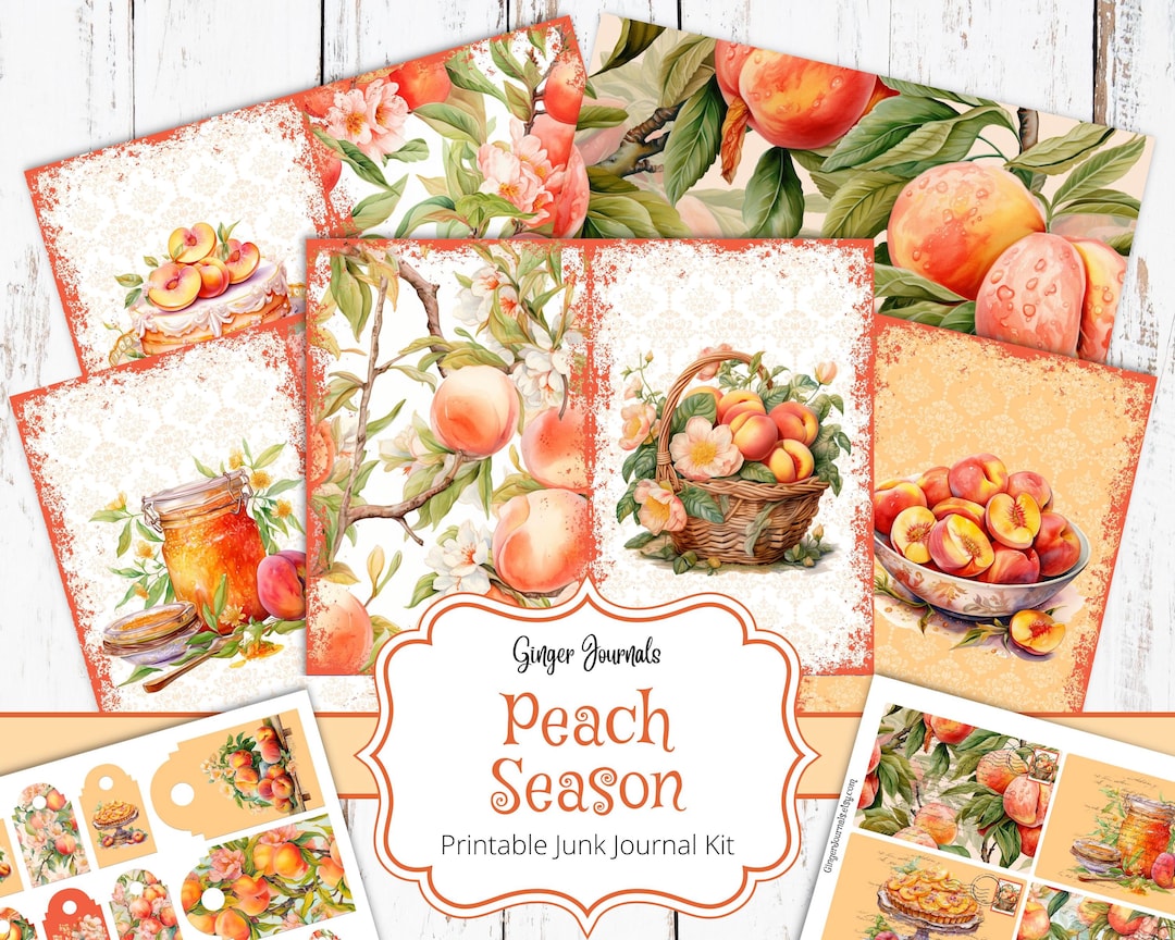Peach Season Junk Journal Kit, Ephemera, Junk Journal Printable ...