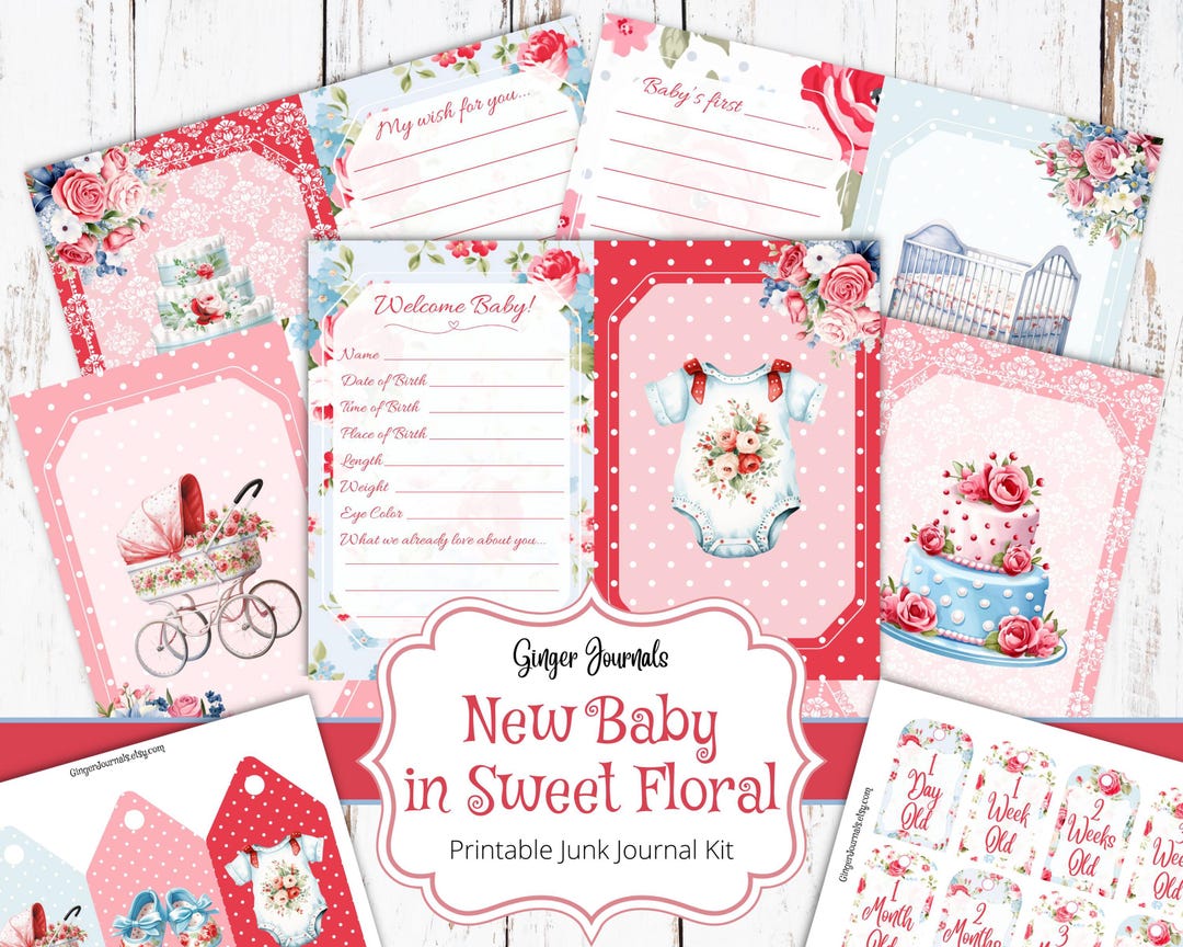 New Baby Junk Journal Kit, Baby Journal, Junk Journal Printable, Baby ...
