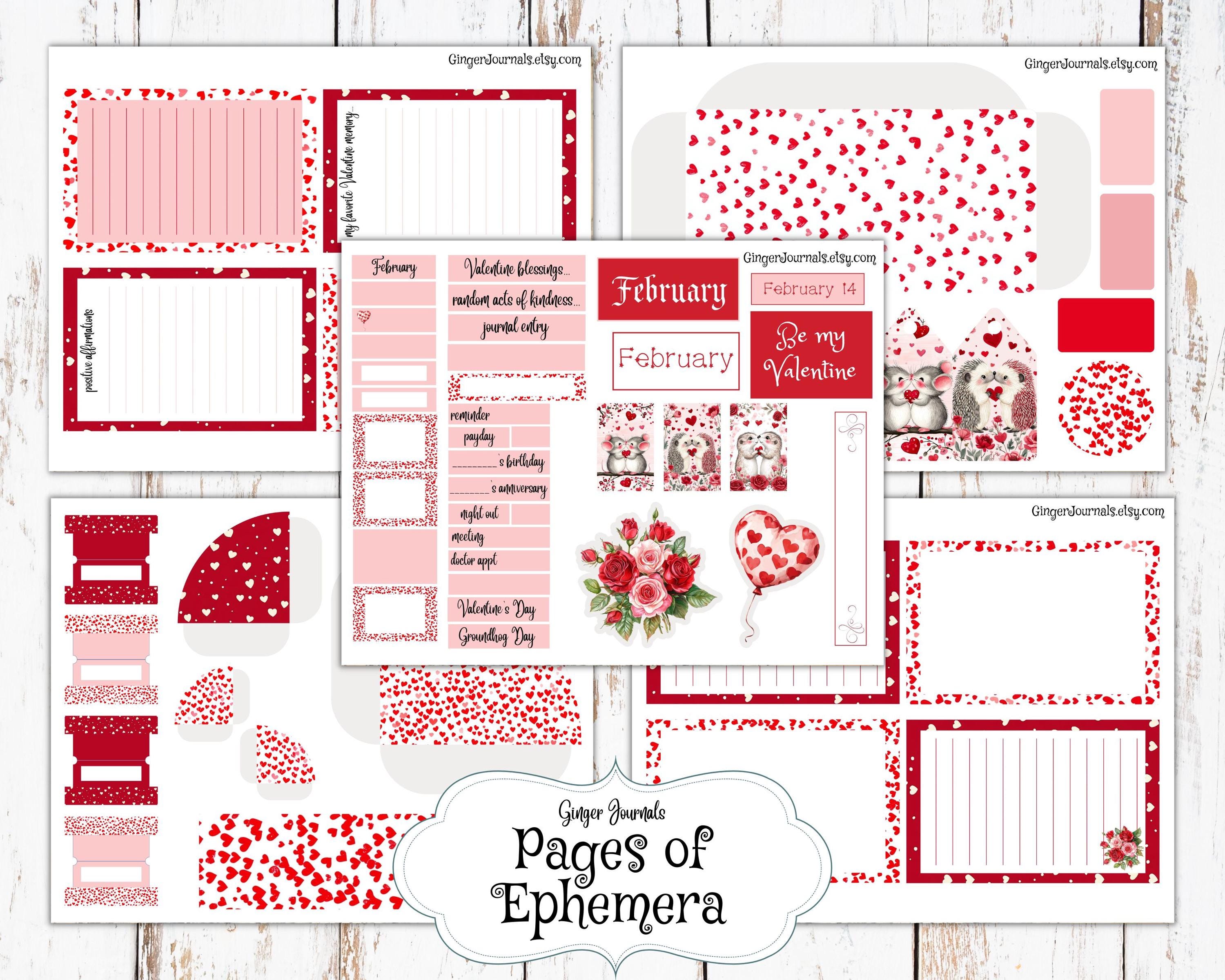 February Planner Junk Journal Kit, Valentines, Weekly Planner, Junk ...