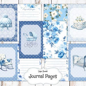 New Baby Junk Journal Kit, Blue Baby Journal, Junk Journal Printable ...