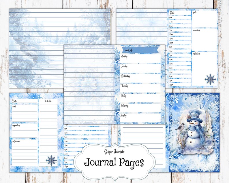 January Planner Junk Journal Kit, Winter Wonderland, Weekly Planner ...