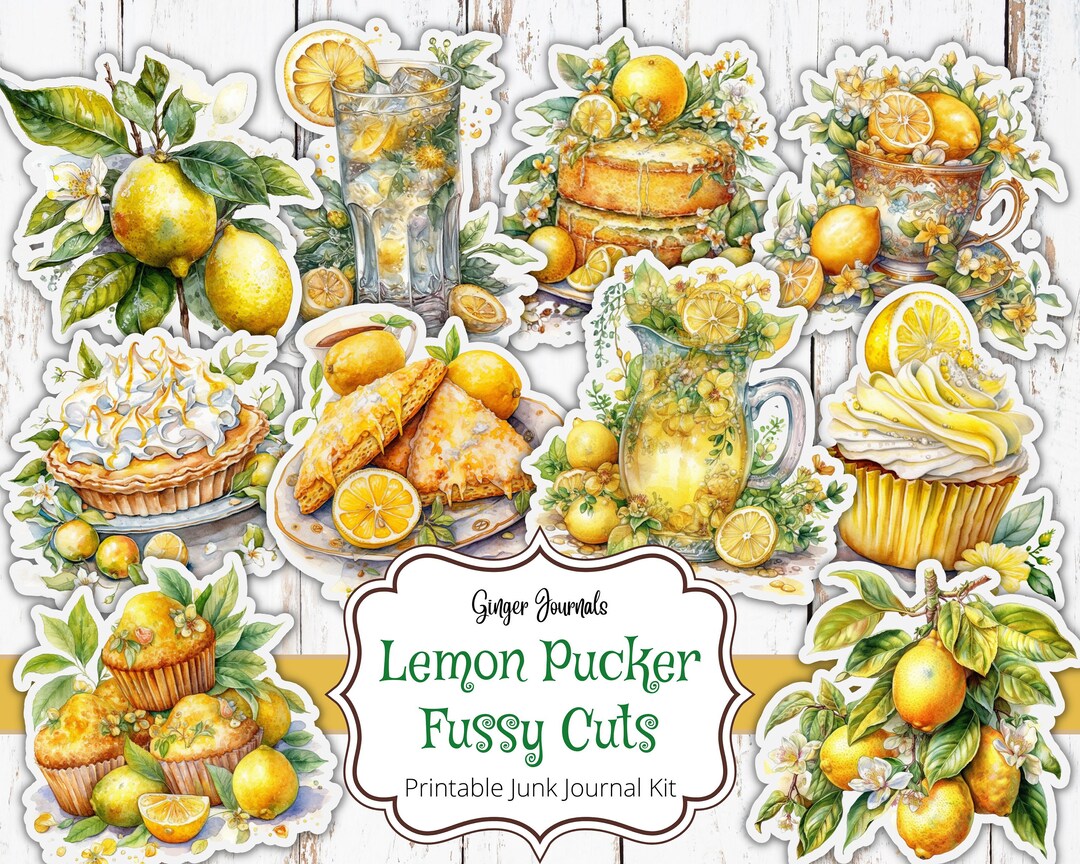 Lemon Fussy Cuts, Junk Journal Printable, Junk Journal Paper, Digital ...