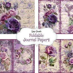 Purple Floral Junk Journal Kit, Purple Ephemera, Junk Journal Printable ...
