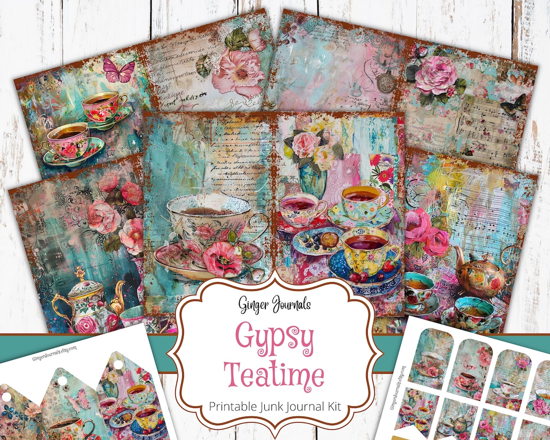 Gypsy Teatime Junk Journal Kit, Junk Journal Printable, Journal Paper ...