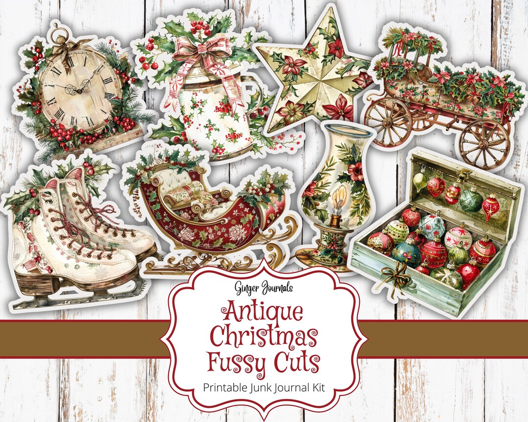 Antique Christmas Fussy Cuts, Junk Journal Kit, Junk Journal Printable ...