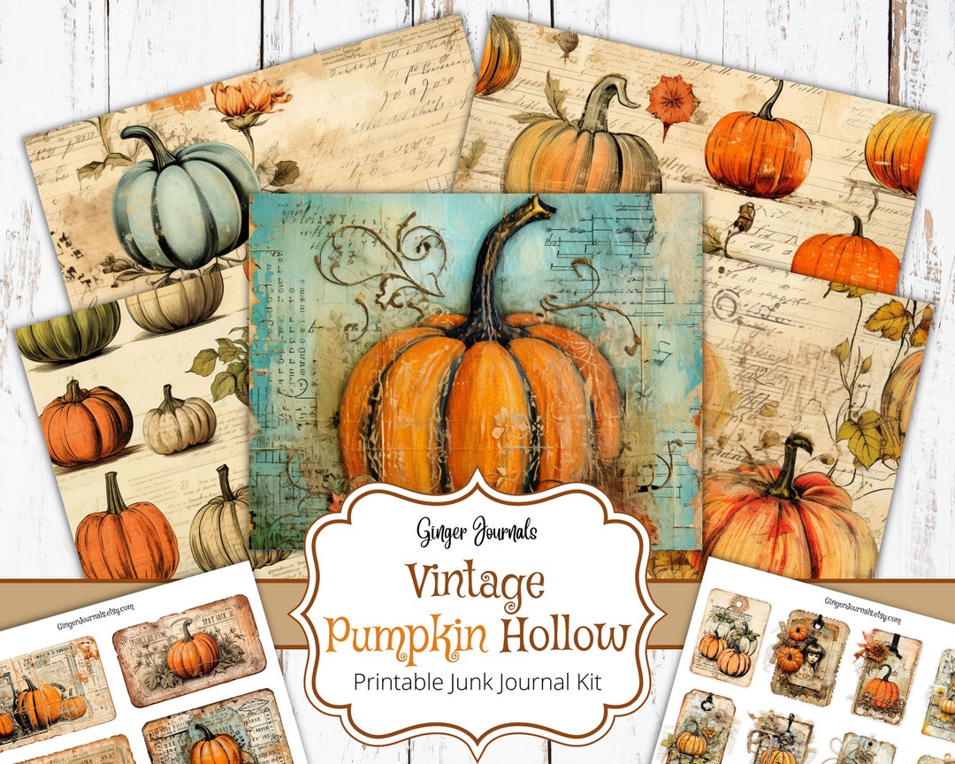 Fall Junk Journal Kit, Pumpkin Paper, Halloween Journal Kit, Junk ...