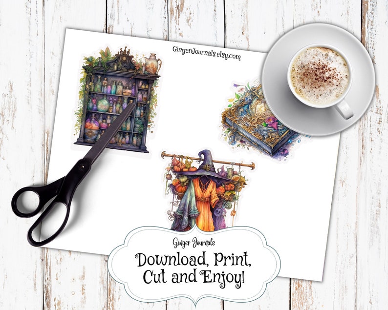 Witch Fussy Cuts, Whimsical Witch, Junk Journal Kit, Junk Journal ...