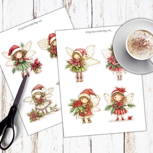 Poinsettia Fairies Fussy Cuts, Cute as a Button, Junk Journal Kit, Junk ...