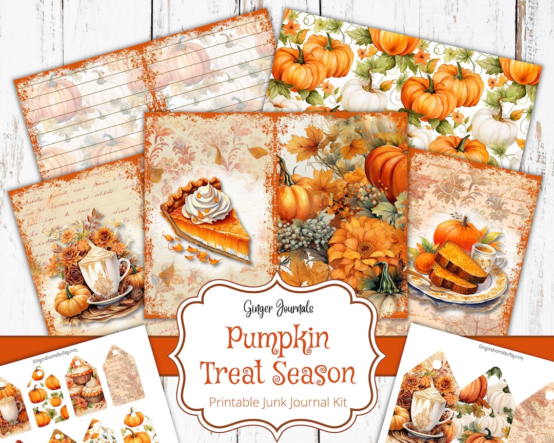 Pumpkin Junk Journal Kit, Junk Journal Printable, Pumpkin Ephemera ...