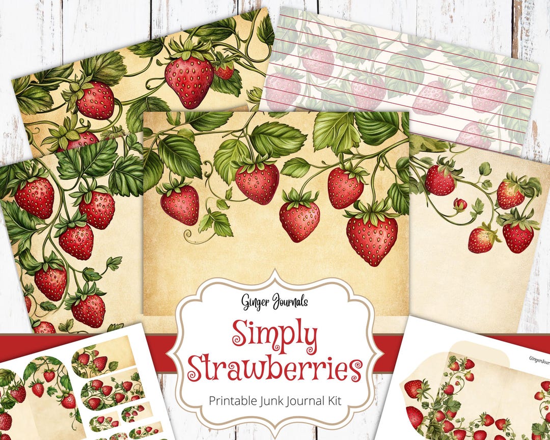 Simply Strawberries Junk Journal Kit, Junk Journal Printable ...