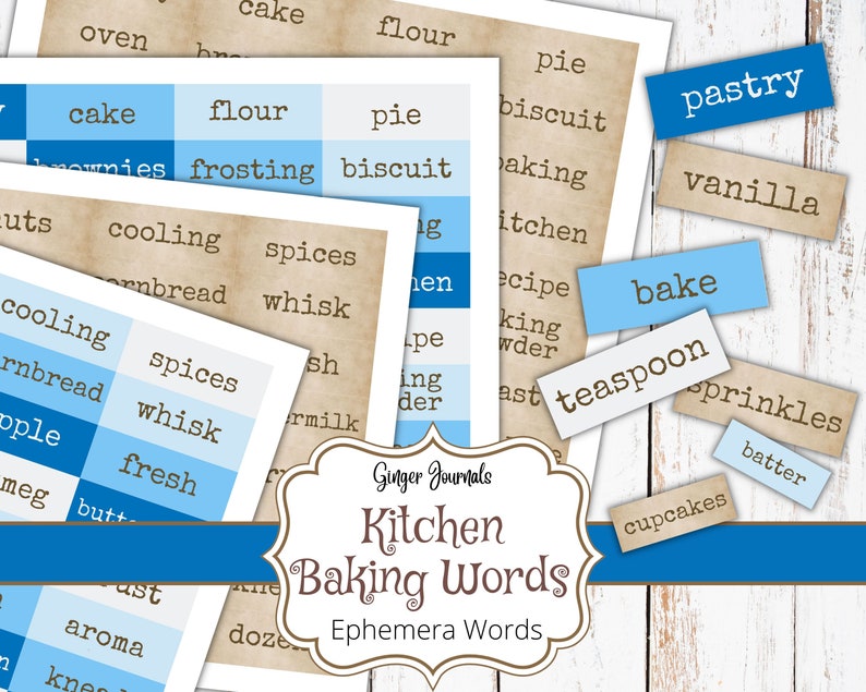 Kitchen Baking Words Junk Journal Printable Junk Journal - Etsy