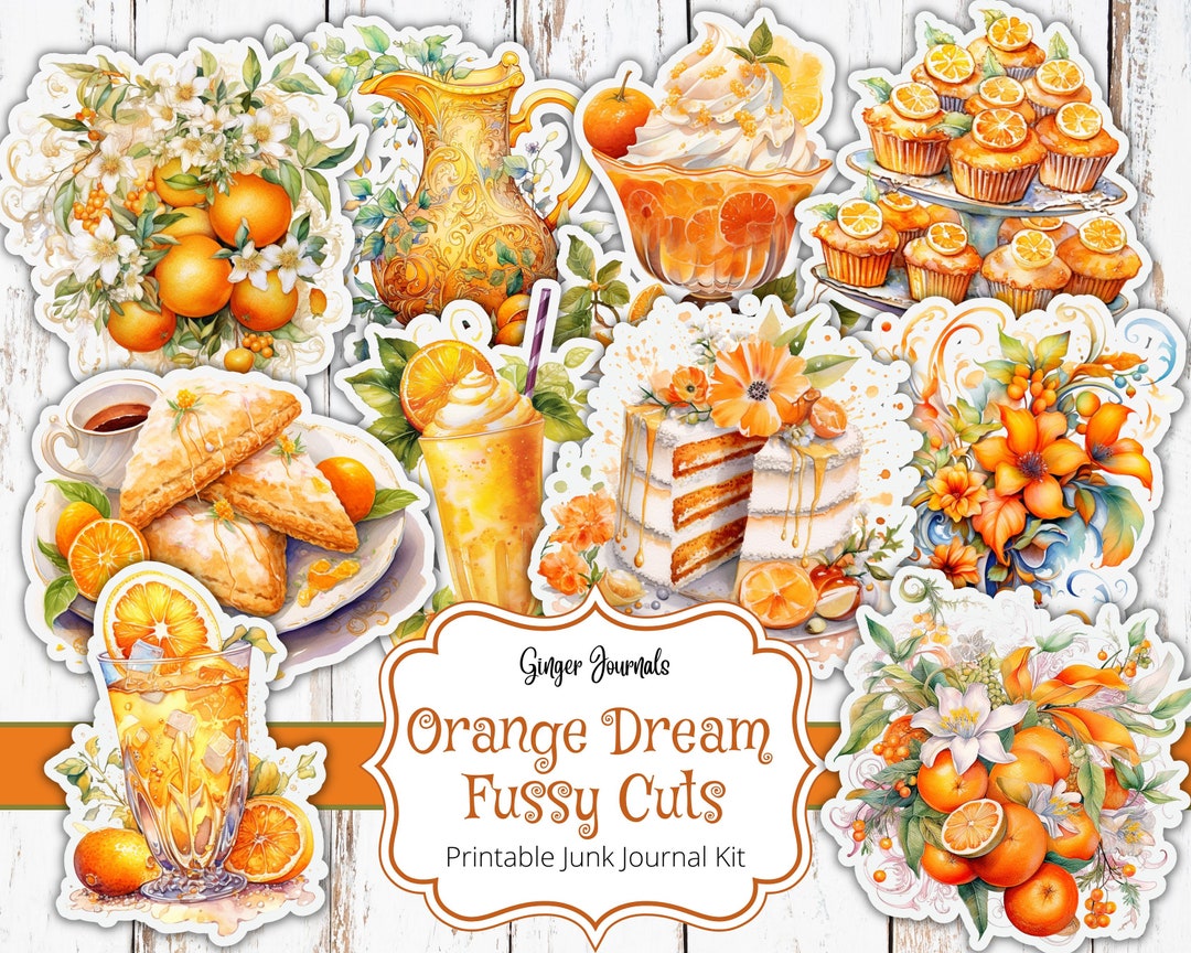 Orange Fussy Cuts, Junk Journal Printable, Junk Journal Paper, Digital ...