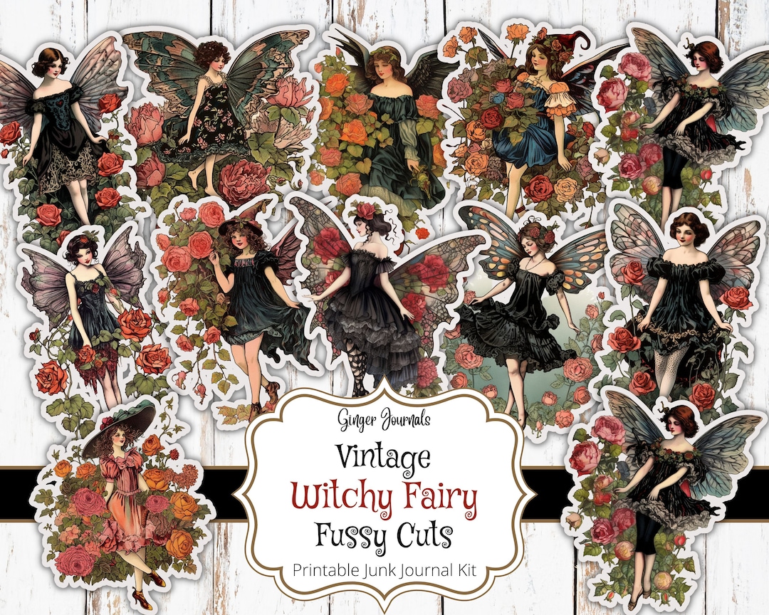 Vintage Gothic Fairy Fussy Cuts, Witch Fairy Ephemera, Vintage Fairy ...