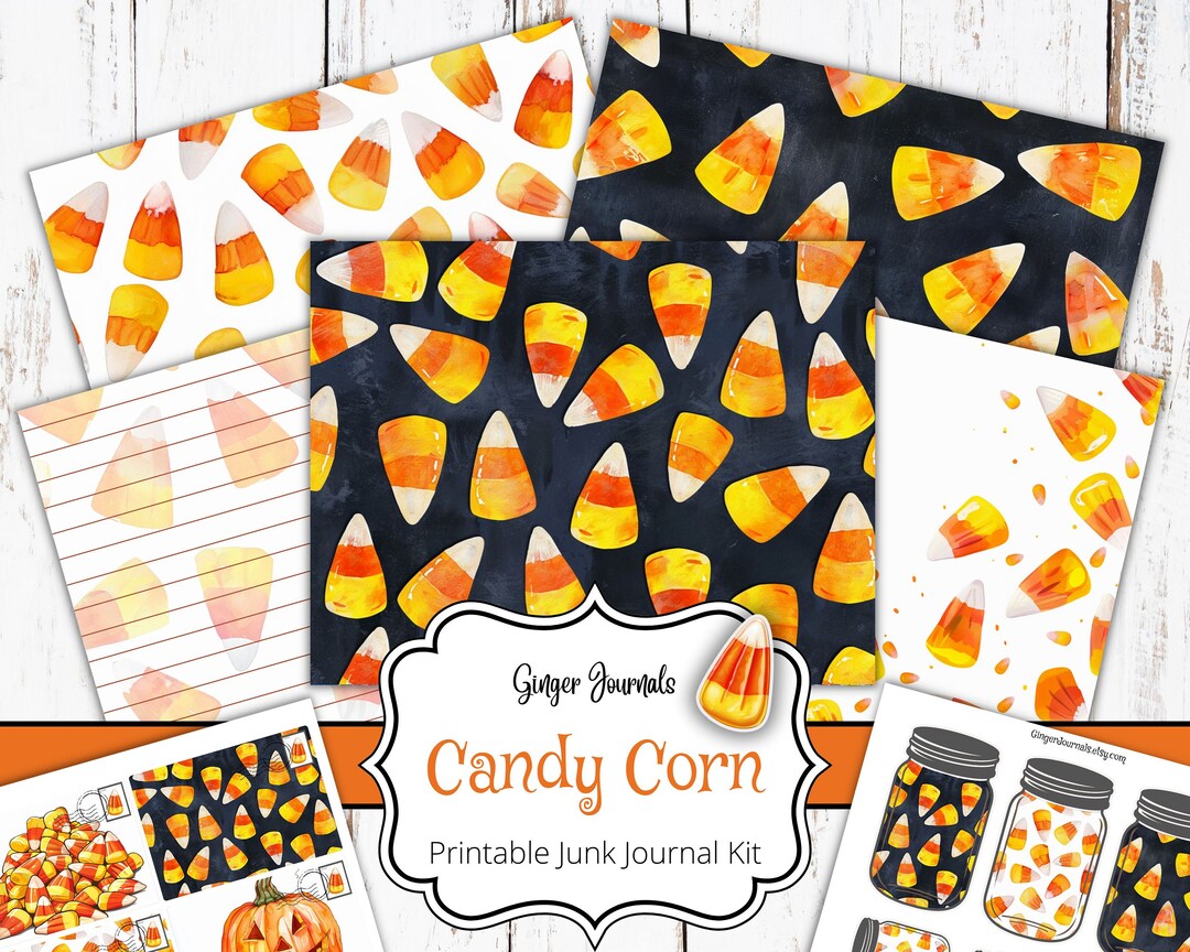 Candy Corn Junk Journal Kit, Digital, Candycorn Journal Kit, Halloween ...