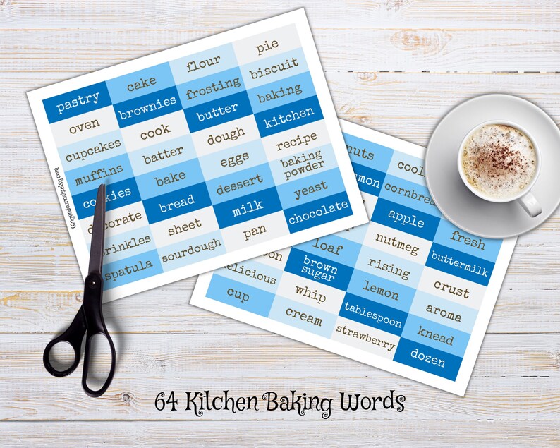 Kitchen Baking Words, Junk Journal Printable, Junk Journal Ephemera ...