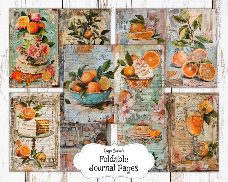 Vintage Collage Orange Junk Journal Kit, Junk Journal Printable, Junk ...