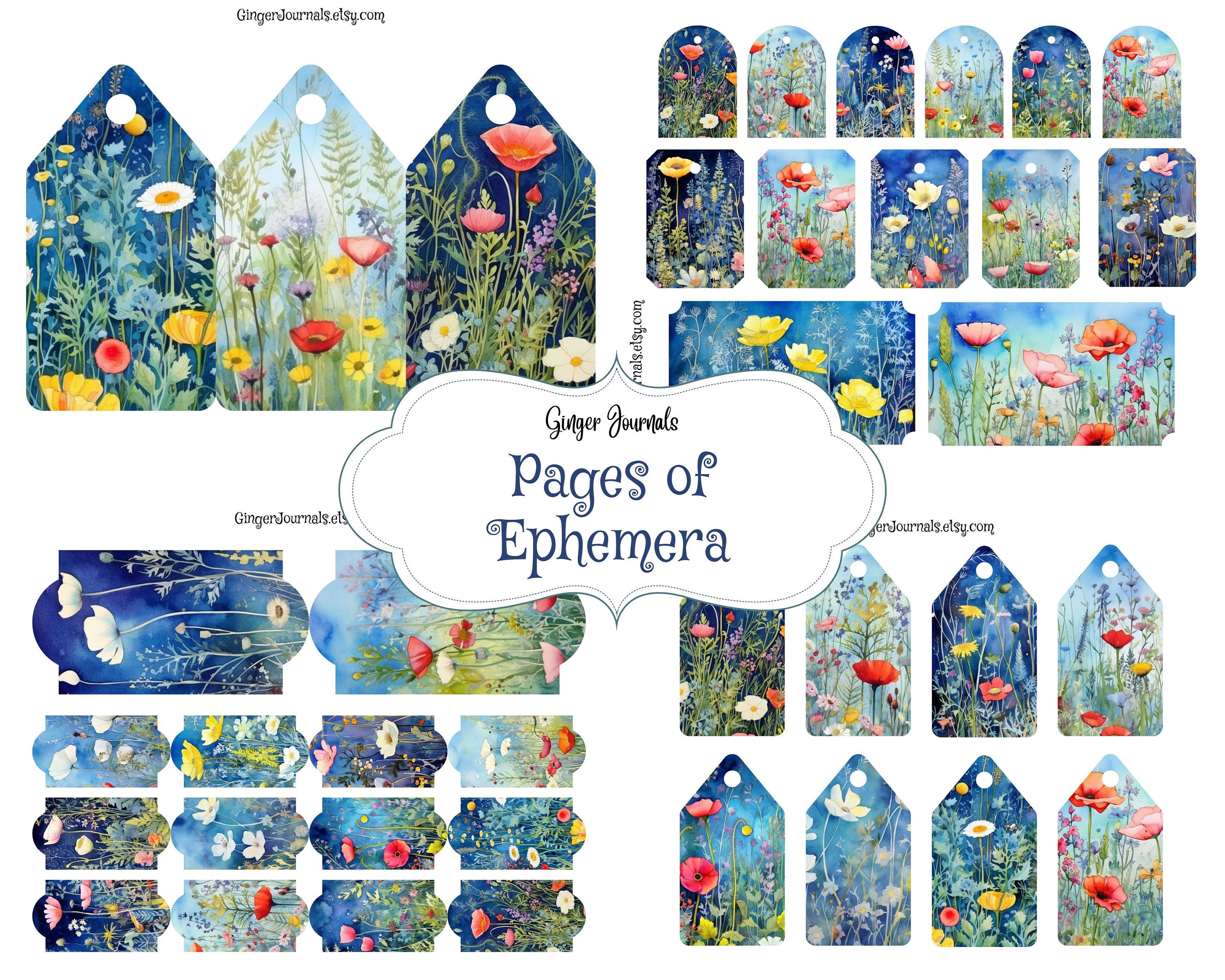 Wildflower Junk Journal Kit, Blue Junk Journal Kit, Junk Journal ...