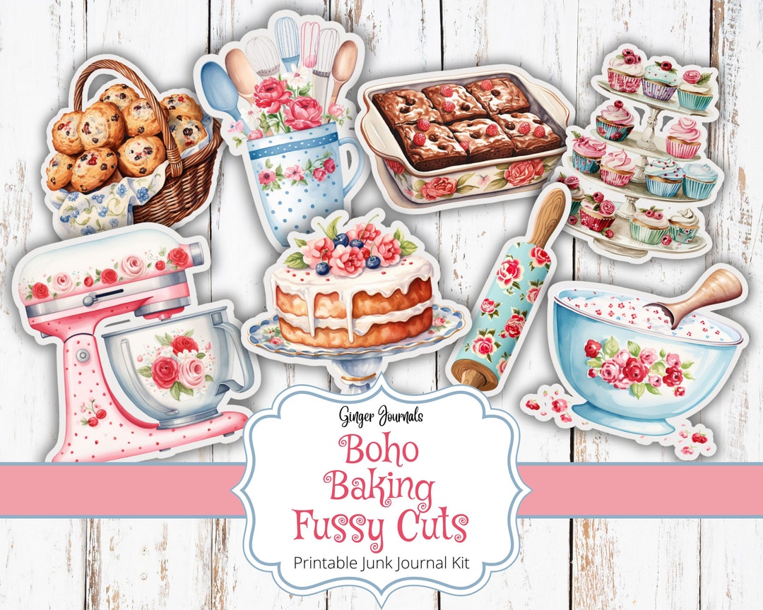 Boho Baking Fussy Cuts, Baking Ephemera, Junk Journal Printable, Fussy ...