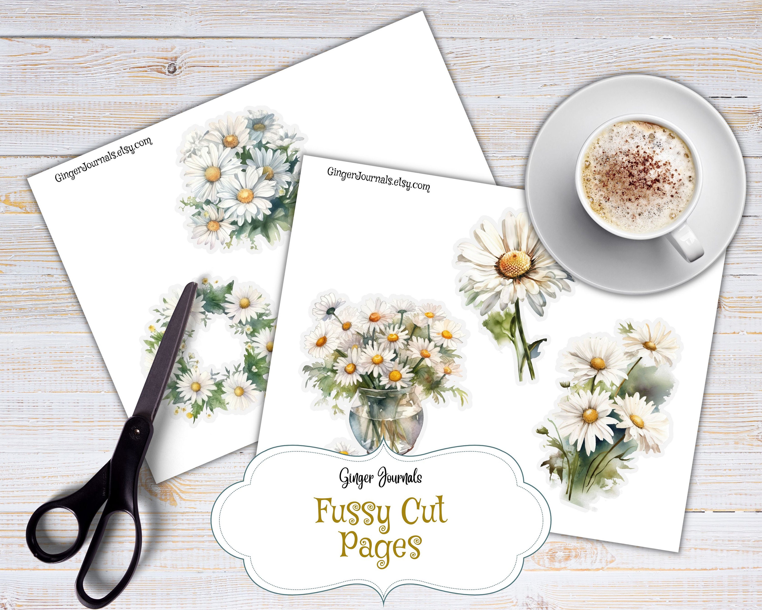 Floral Fussy Cuts, Sweet Daisy, Junk Journal Printable, Junk Journal ...