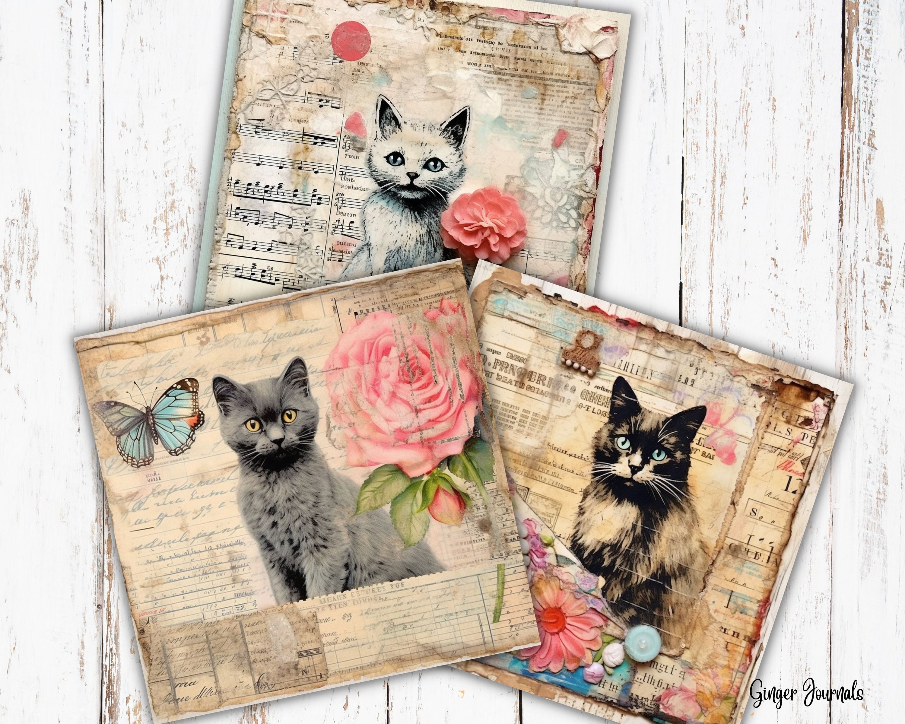 Cat Junk Journal Ephemera Kit, Junk Journal Printable, Digital Download ...