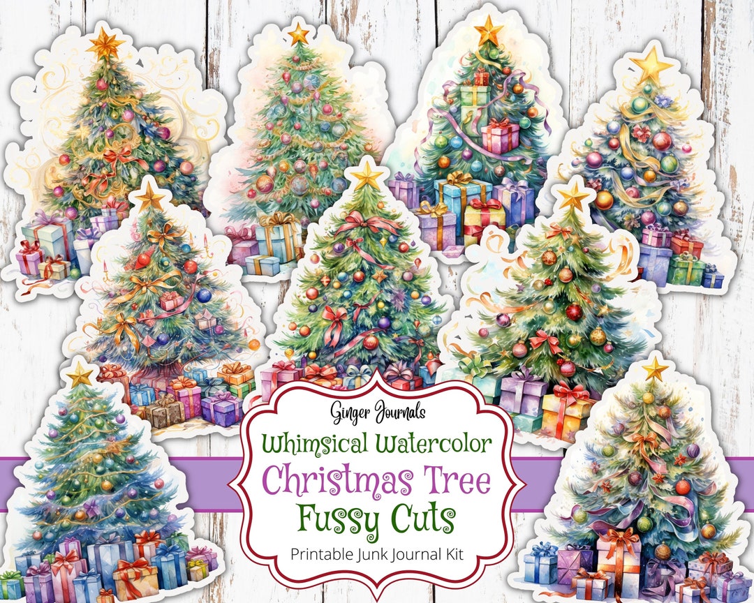Christmas Tree Fussy Cuts, Junk Journal Kit, Junk Journal Printable ...