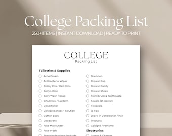 ULTIMATE College Dorm Packing List for Girls- Checklist Template- Dorm ...