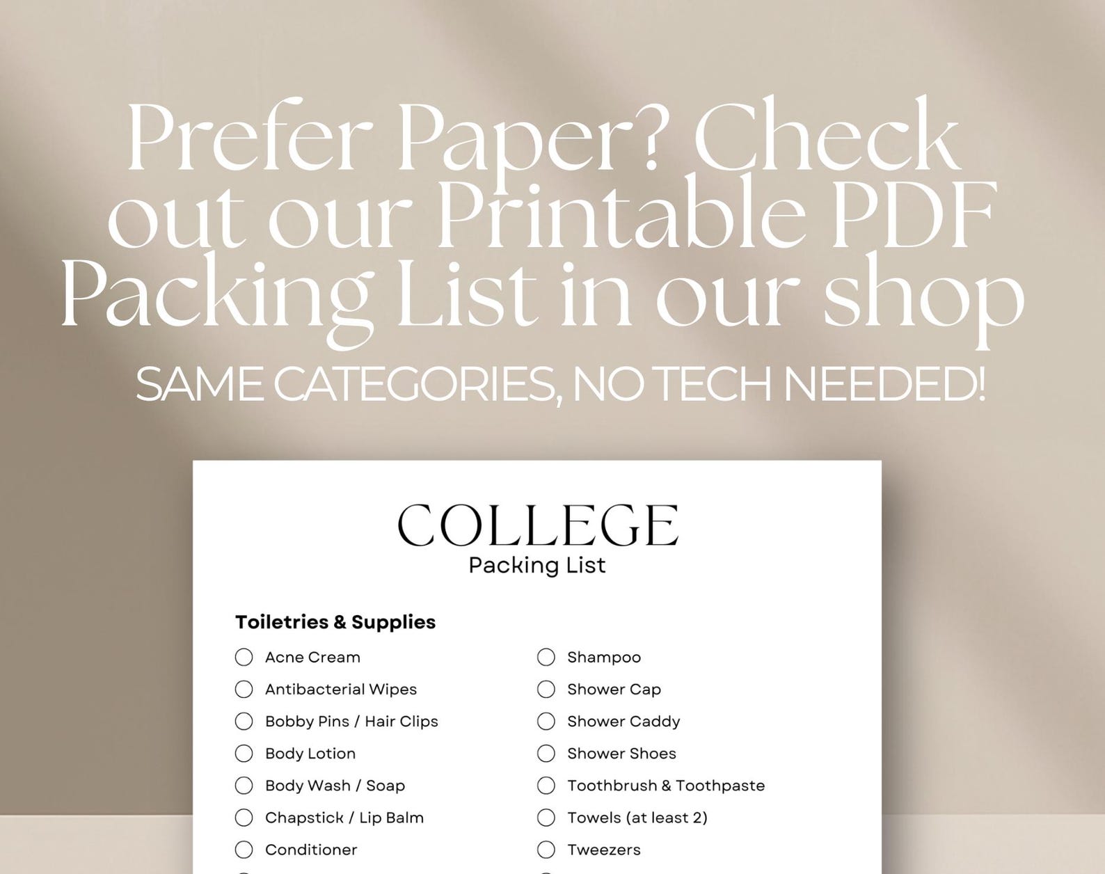 College Dorm Checklist Template, First Year Packing List, University ...