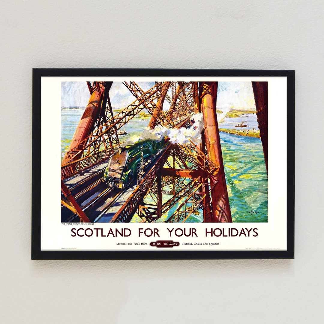Vintage Forth Rail Bridge Poster: British Railways Scotland Travel Art ...