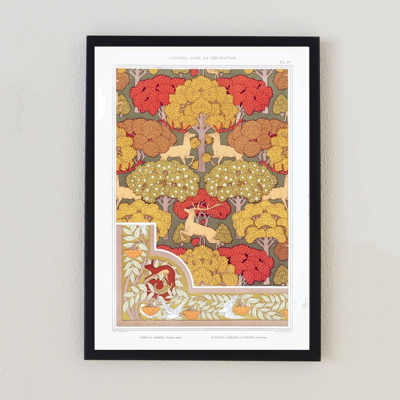 Botanical Deer 1897 Art Nouveau Deco Vintage Illustration - Etsy Australia
