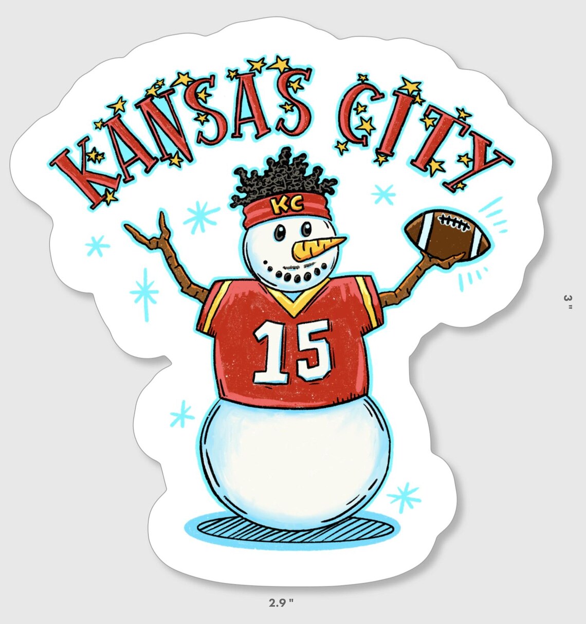 Funny Kansas City Mahomes Snowman Sticker Stating," Kansas City" With ...