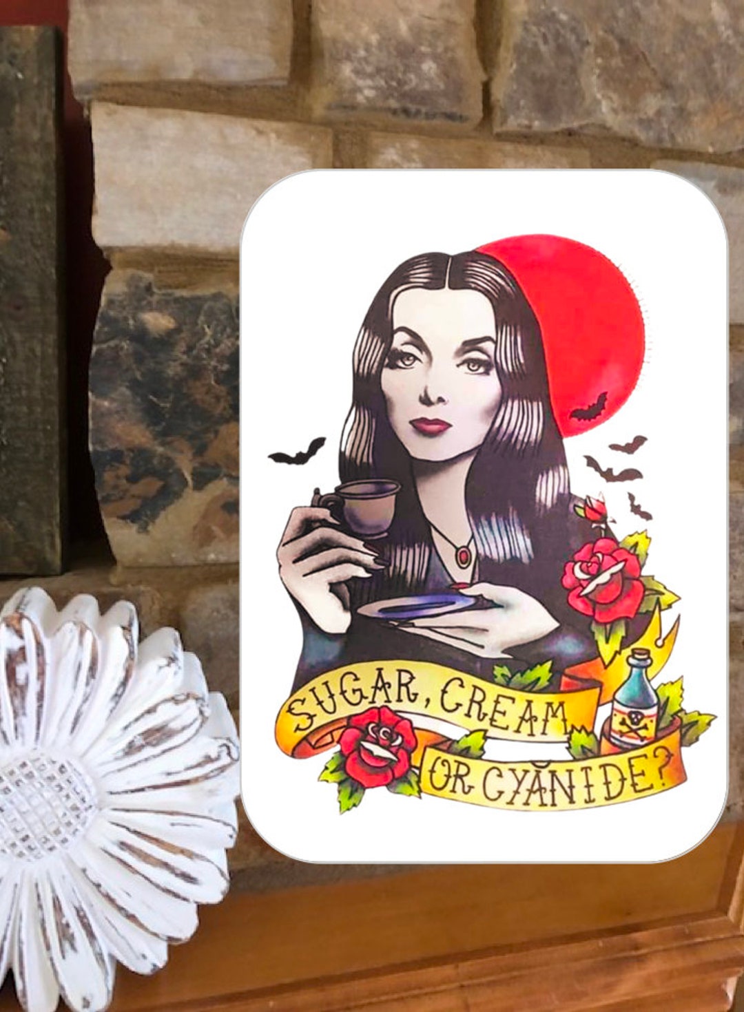 Funny Mortisha Addams Sign Stating,"sugar, Cream or Cyanide?" - Etsy