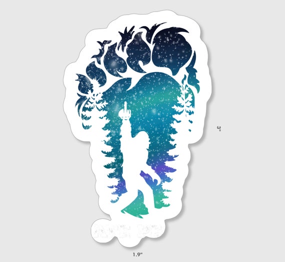Funny Bigfoot Sticker Inside His Own Foot Print With Him - Etsy