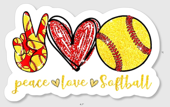 Softball Sticker Stating peace Love Softball - Etsy