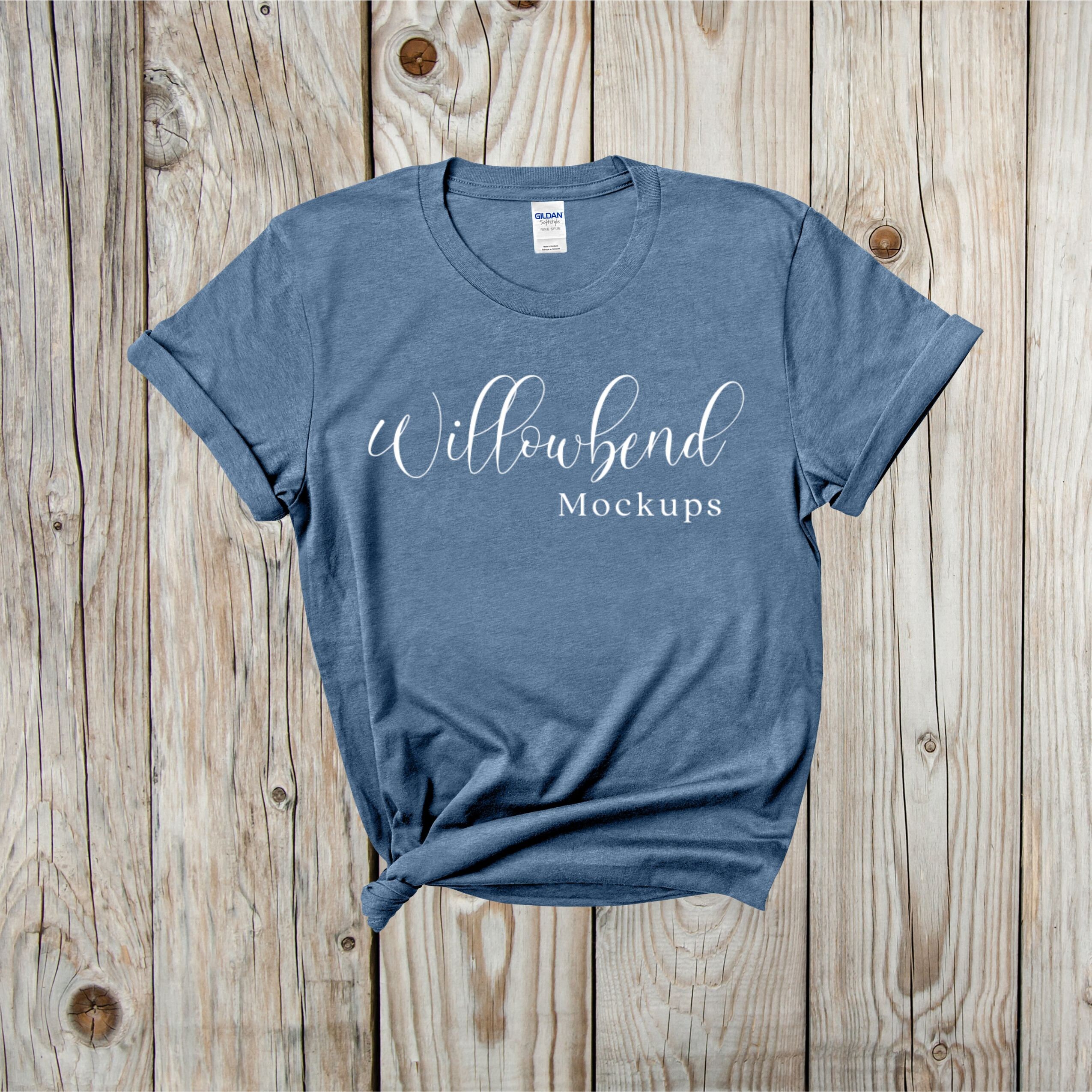Heather Indigo Gildan 640 Tshirt Mockup Minimalist Gildan Mockup