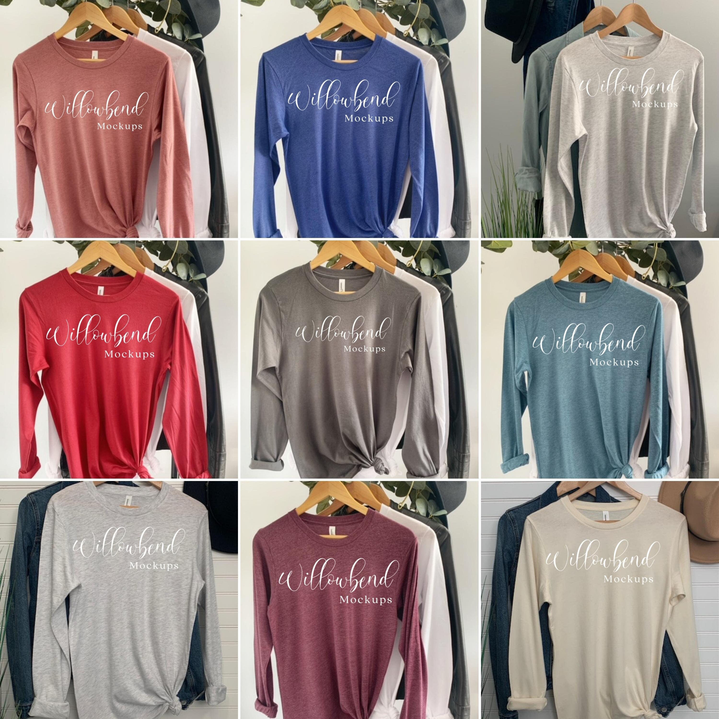 Bundle Bella 3501 Long Sleeve, Bella 3501 Tee Shirt Hanger Mockup ...