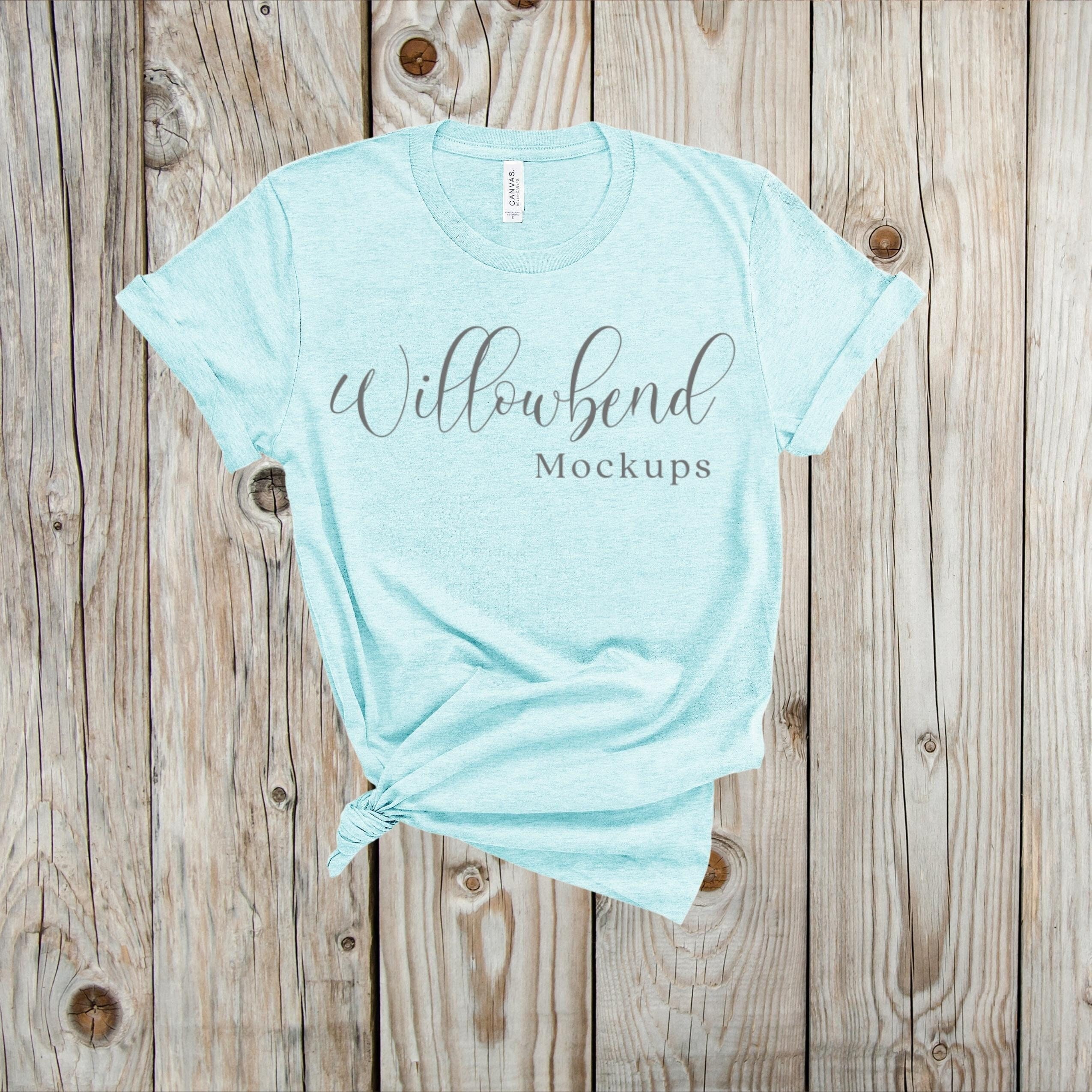Heather Ice Blue Mockup, Heather Ice Blue 3001 Mockup, POD Mockup ...