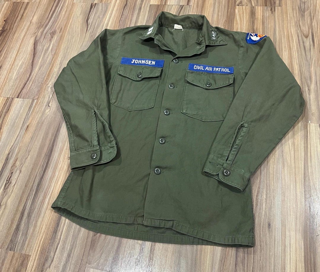Large Vintage 70s US Military Air Force Vietnam War Long Sleeve Cotton ...