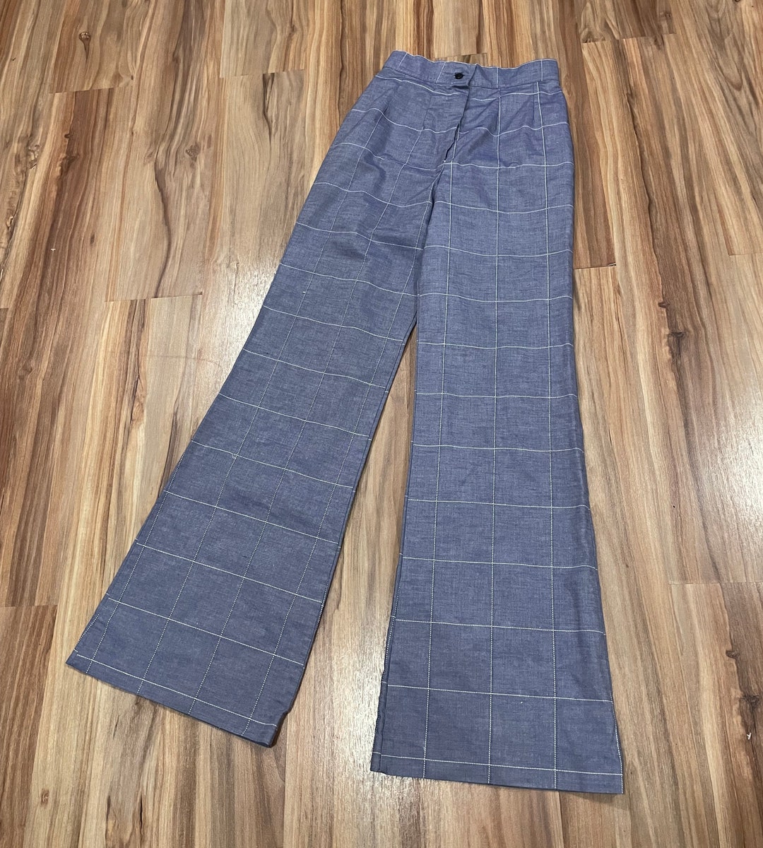 Vintage 70s Checkered Wide Leg Flare Bell Bottom Pants Women’s Sz 24x30 ...