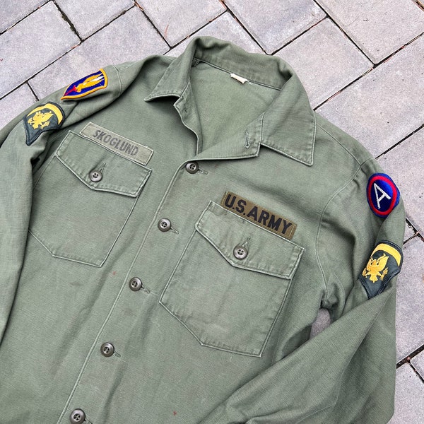 Olive Green Military Shirt - Etsy