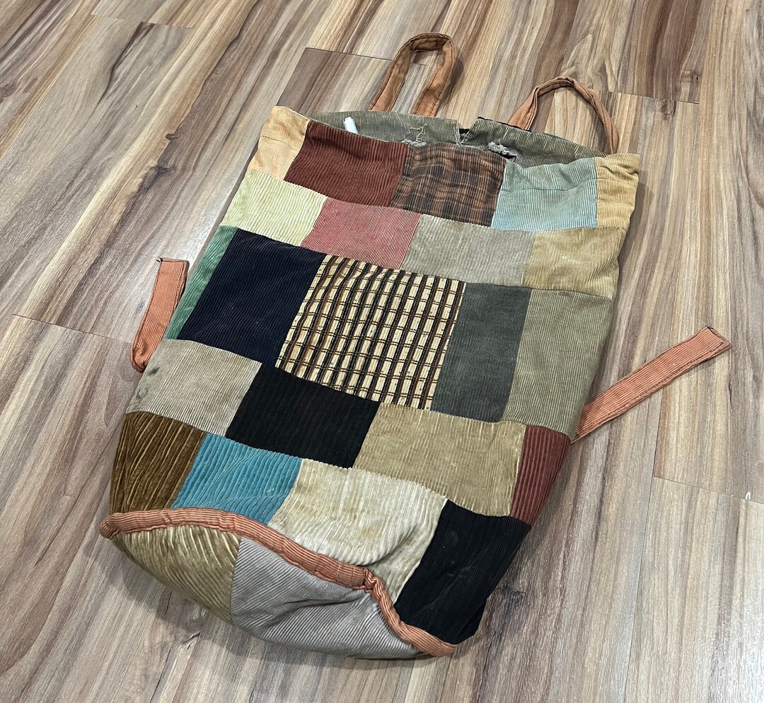 Vintage 90s Trippy Corduroy Patchwork Bag Backpack Drug Rug Grateful ...