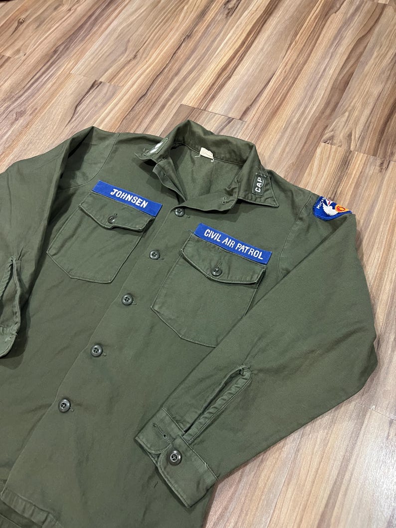 Large Vintage 70s US Military Air Force Vietnam War Long Sleeve Cotton ...