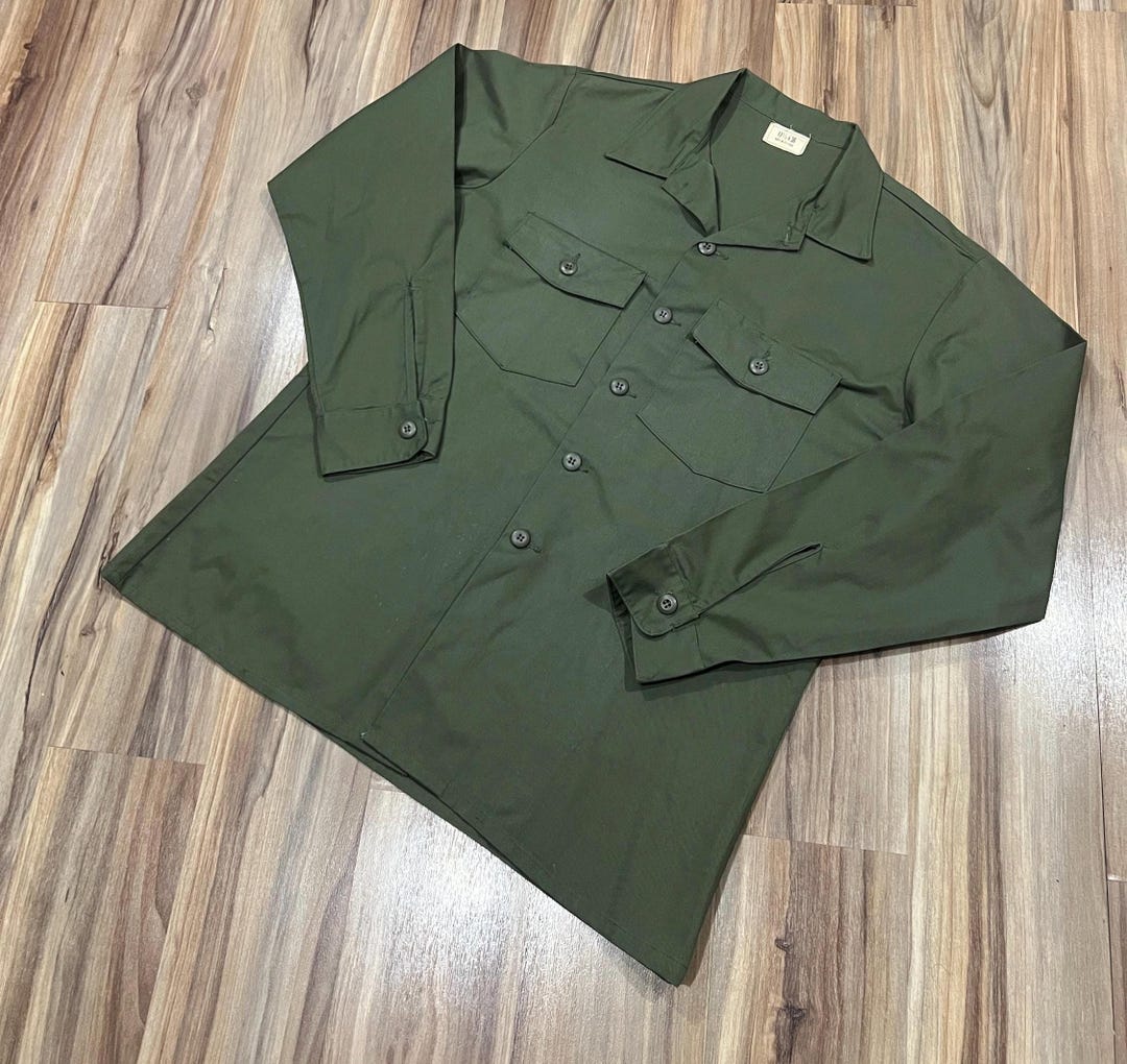 XL Vintage 70s US Military Button up Fatigue Shirt 17 1/2 X 36 OG-507 ...
