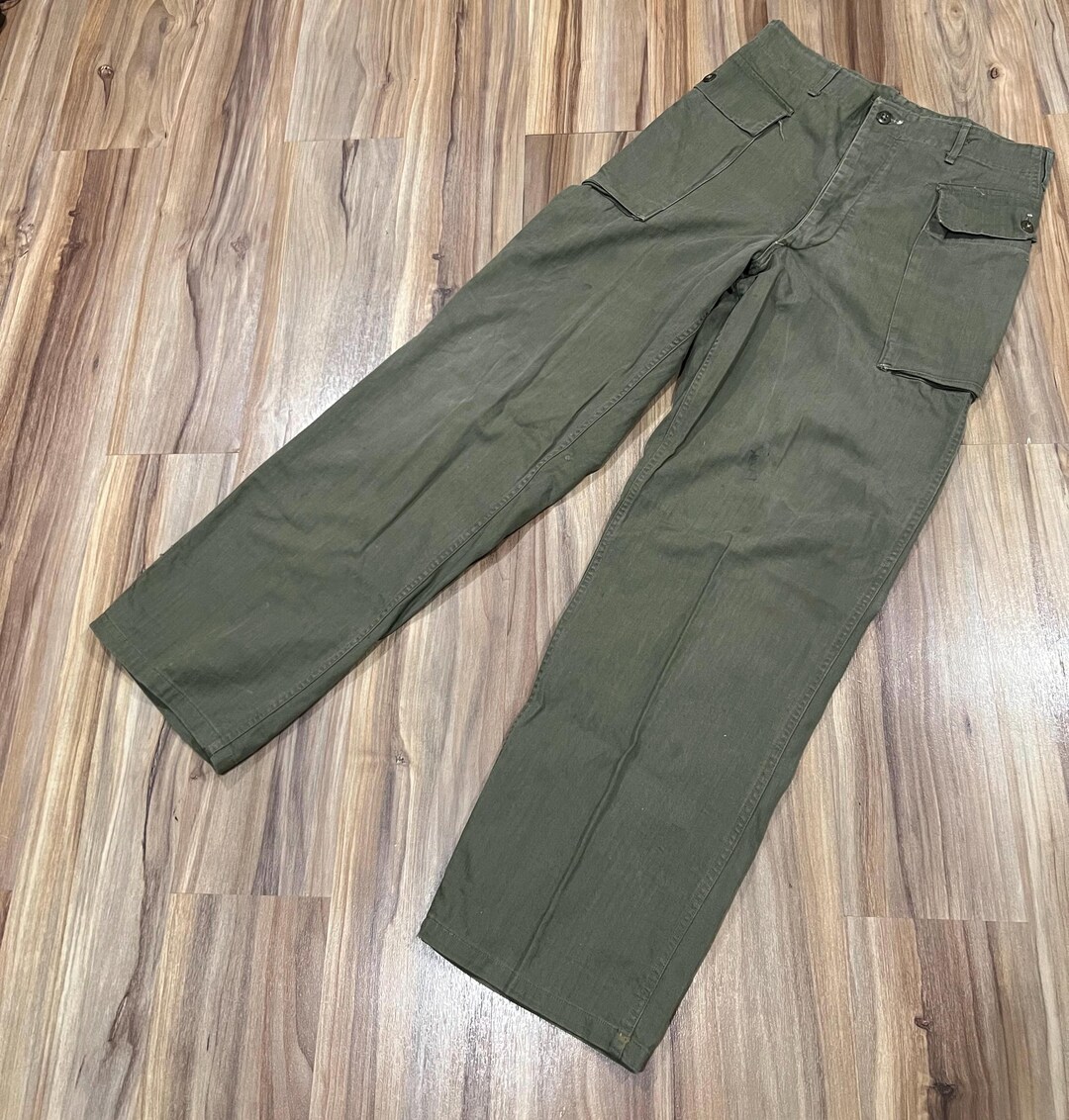 32x32 Vintage 50s US Military HBT Cargo Field Trousers Fatigue Pants ...