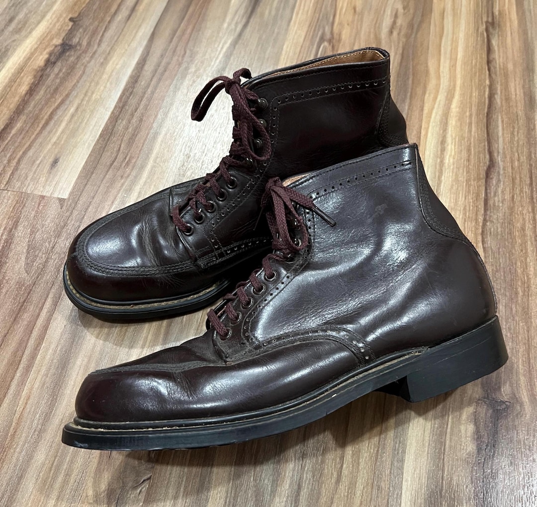 8D Deadstock Vintage 40s 50s Brown Leather Knapp Work Industrial Shoes ...