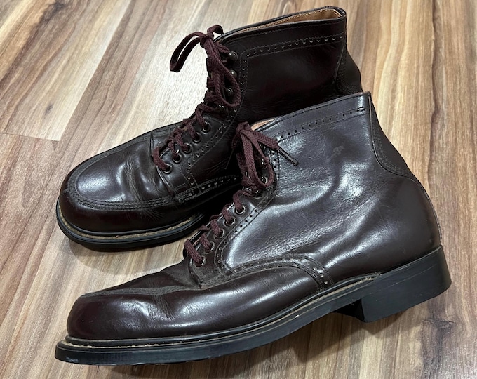 8D Deadstock Vintage 40s 50s Brown Leather Knapp Work Industrial Shoes ...