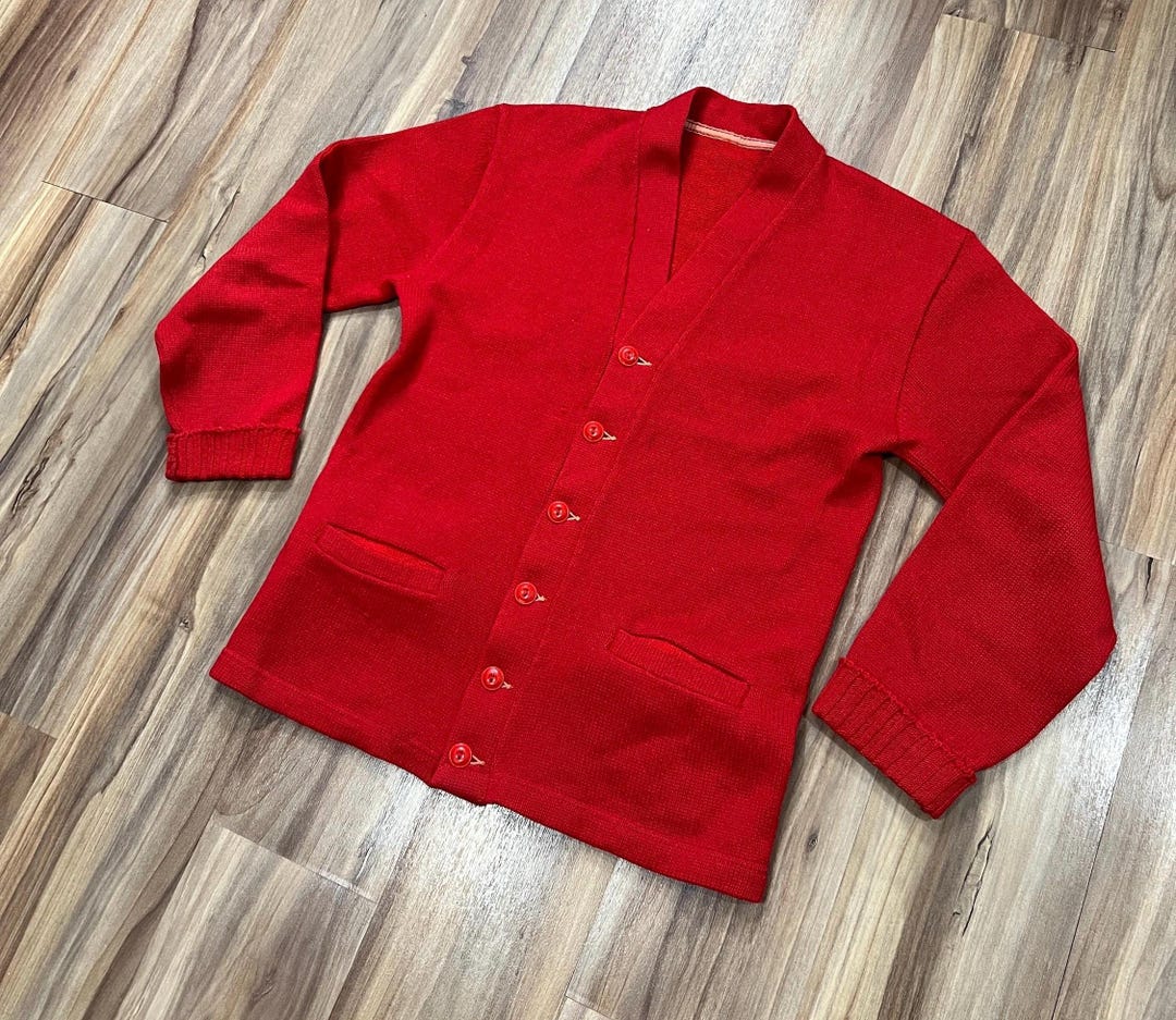 Small Vintage 40s Wool Varsity Cardigan Sweater Letterman Red Button up ...