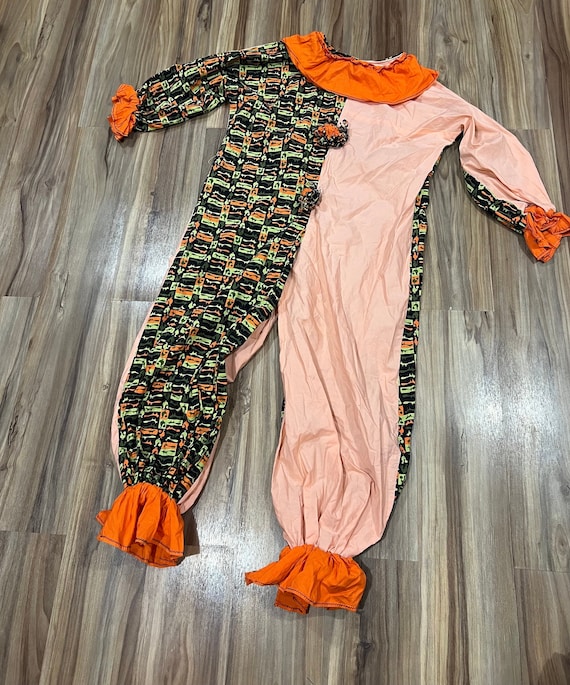 Vintage 60s Clown Costume Colorful Zipper Back Pom Po… - Gem