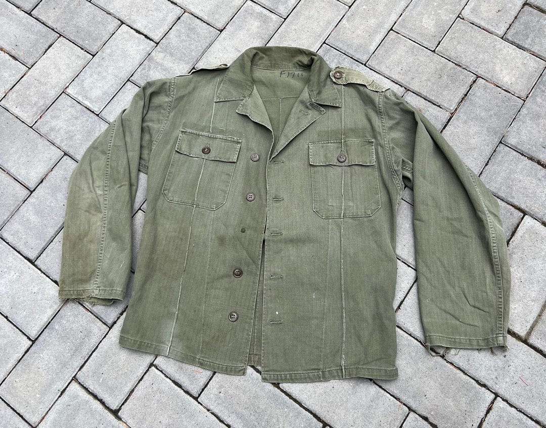 S/M Vintage 50s HBT Military Army Two Pocket Button up Shirt OG-107 - Etsy