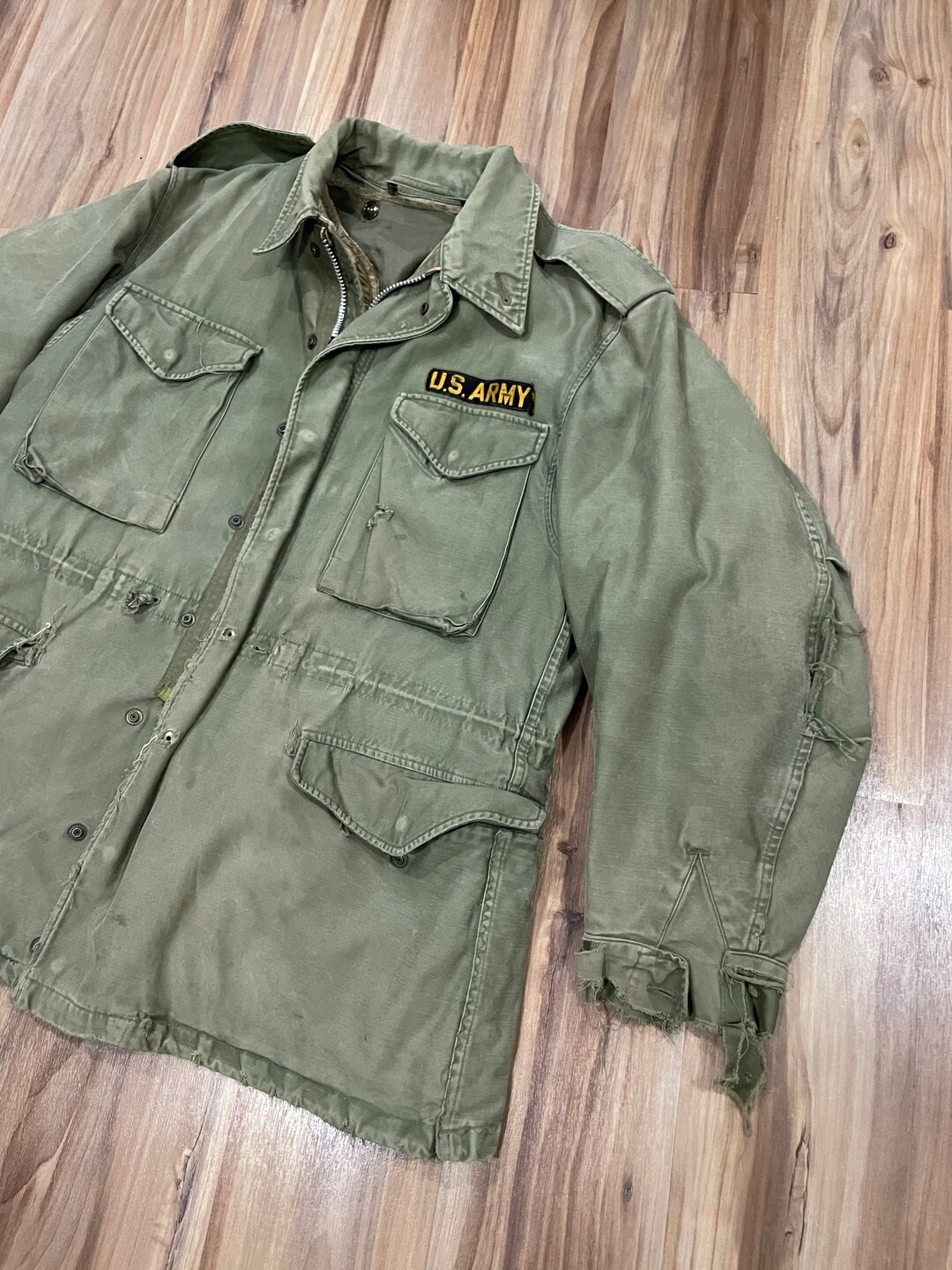 Medium Vintage 50s US Army Field Jacket, Olive Green Zip up W/ Liner ...