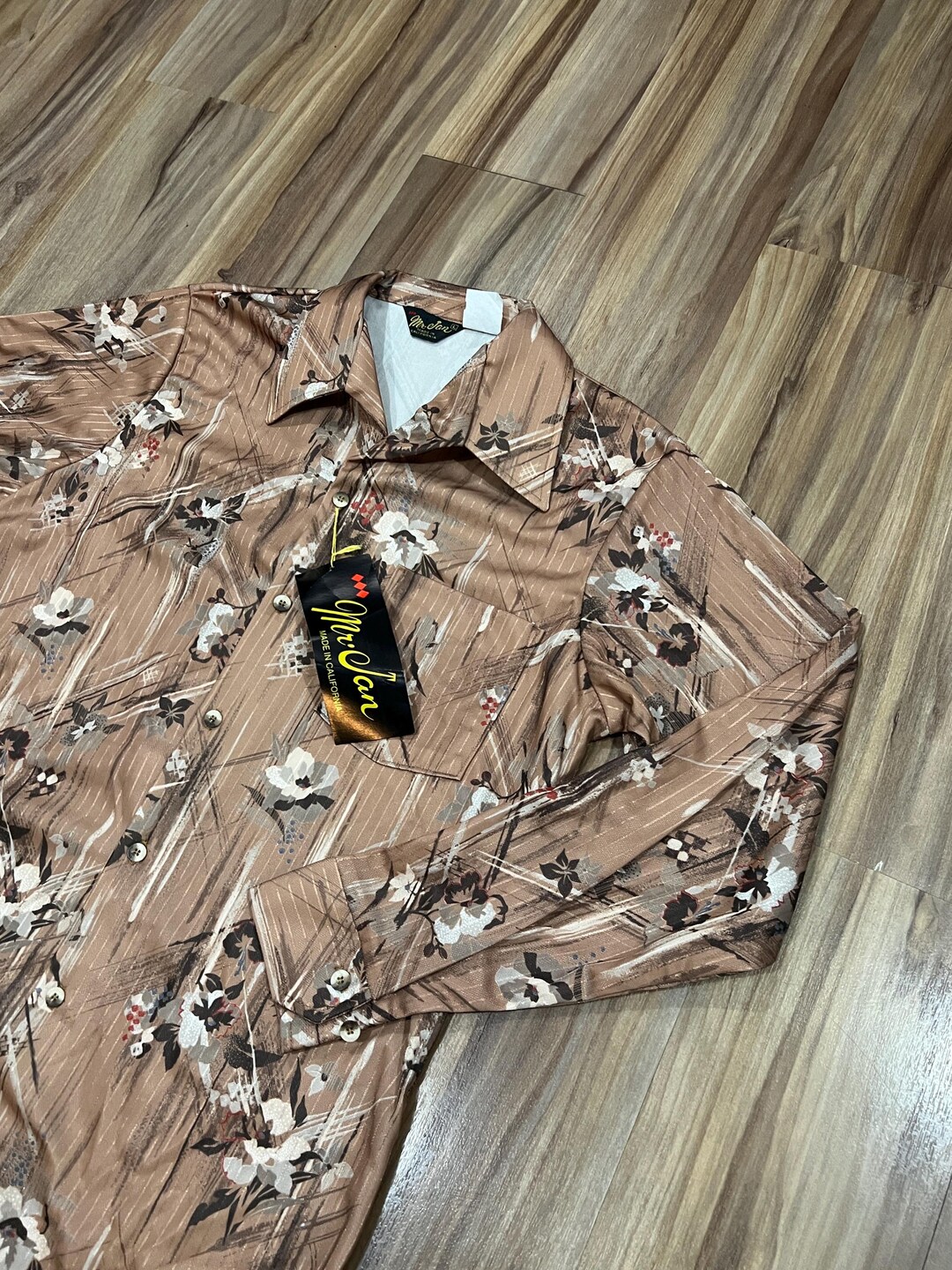 Large Vintage 70s Mr. Jan California Polyester Picture Floral Graphic ...
